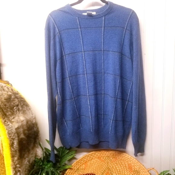 Geoffrey Beene | Sweaters | Geoffrey Beene Blue Checked Sweater Large ...